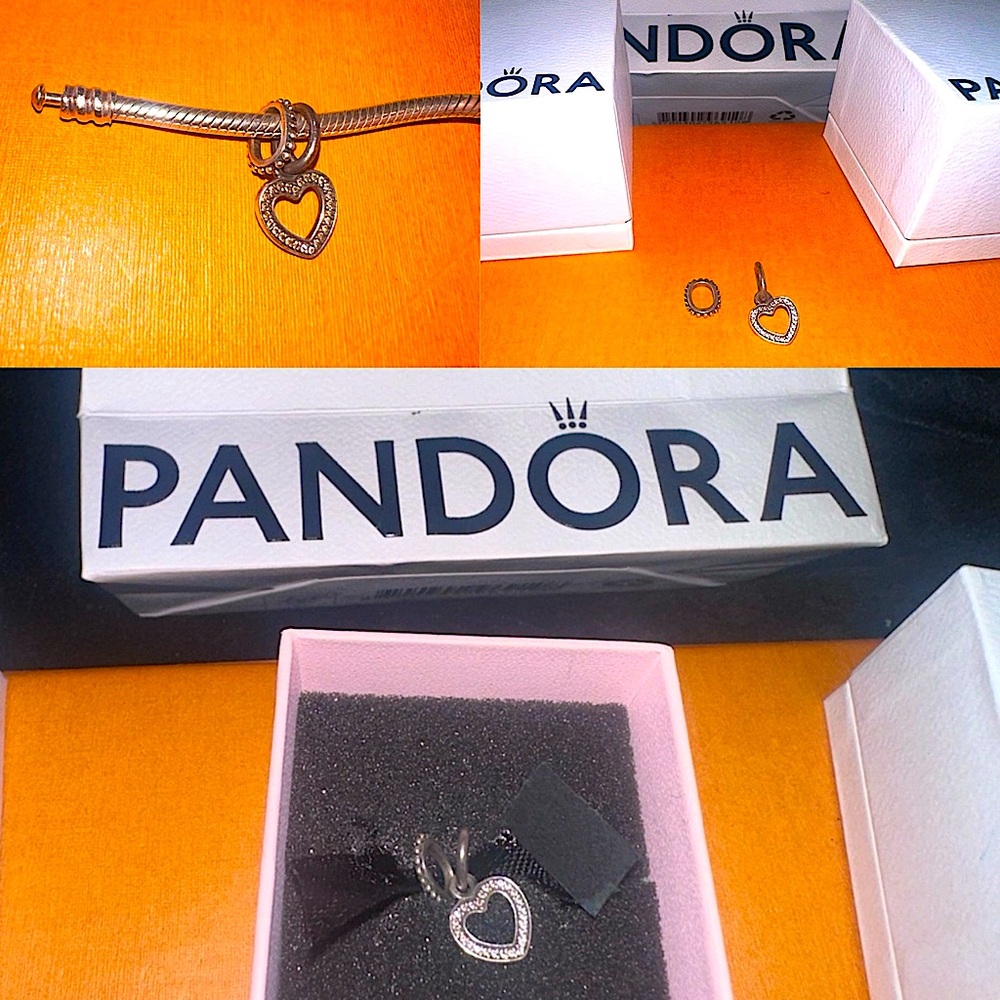 2 Charms! Pandora Symbol Of Love Heart Dangle Charm A… - Gem